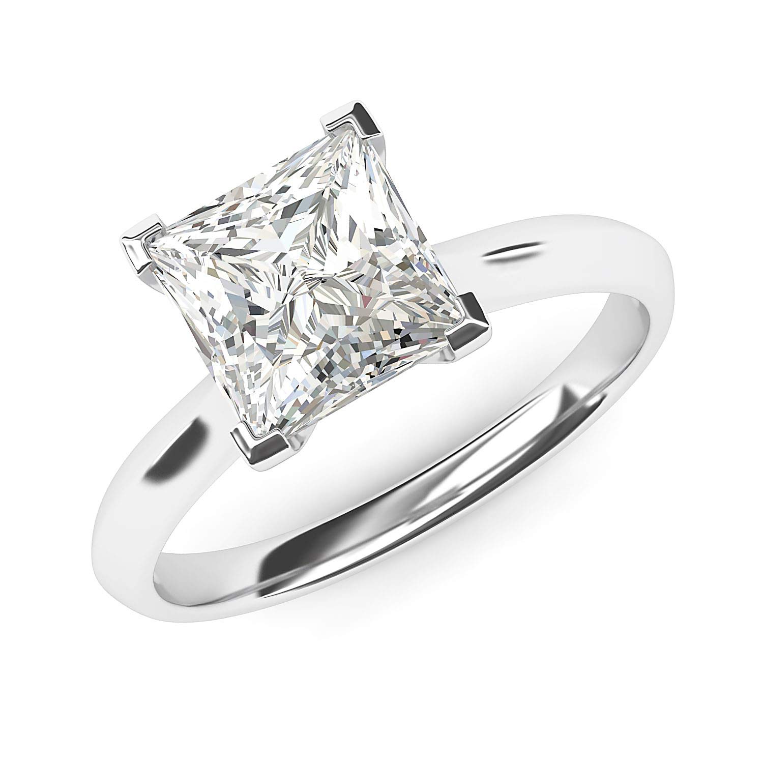 14k White Gold Square 8mm Simulated Princess Cut Diamond Engagement Ring Knife Edge Promise Bridal Ring (6)