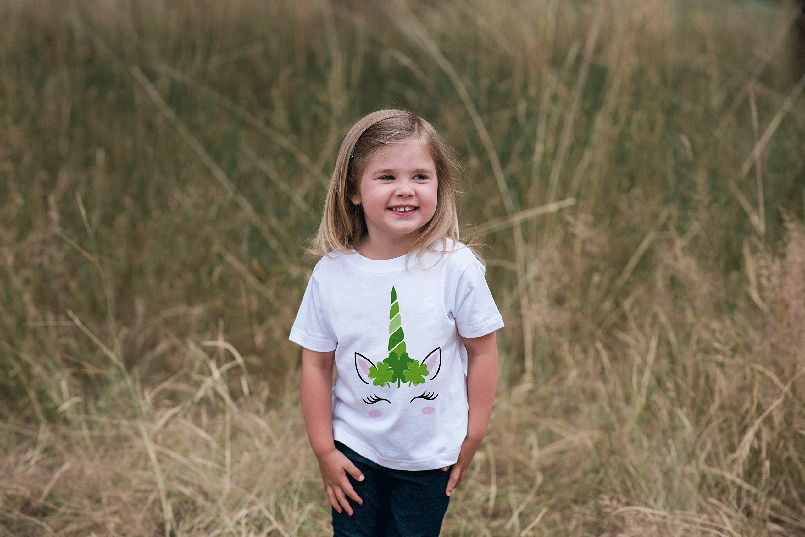 7 ate 9 Apparel Girl's St Patrick's Day Unicorn T-Shirt 2T White