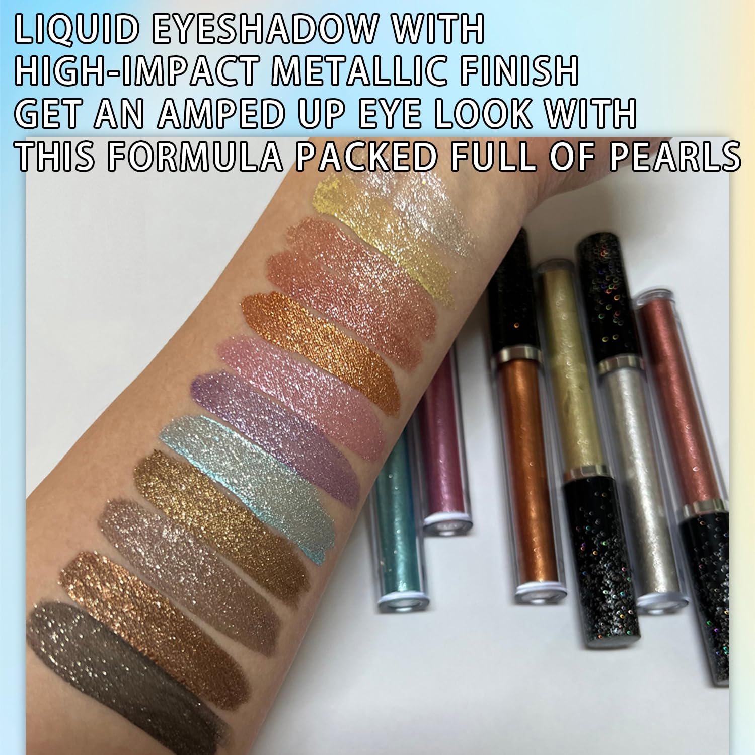 12 Colorful Liquid Glitter Eyeshadow Set, Multi-dimensional Metallic Shimmer Liquid Eyeshadow, Sparkling Smokey Eye Shadow, Smooth Quick Drying Long Lasting Liquid Glitter EyeShadow Eyeliner Set