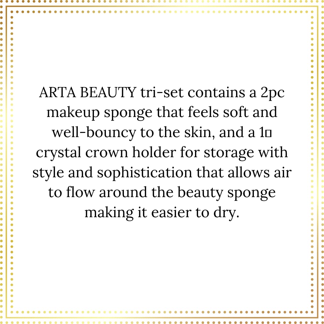 ARTA BEAUTY 3 Pcs Set Beauty Sponge Holder And Beauty Sponges For Makeup Foundation, Concealer, Cream, Powder, Highlighter and Contouring
