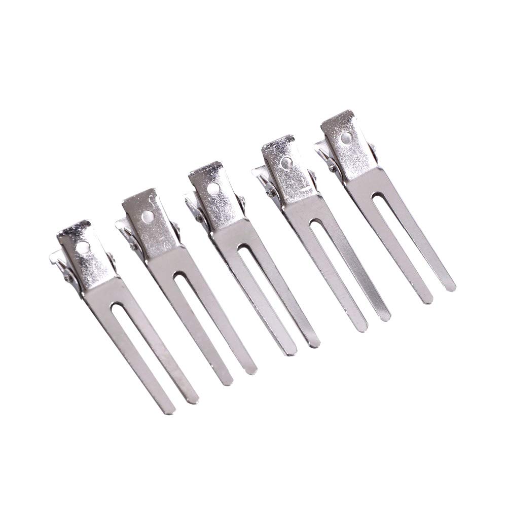 50 Pcs Double Prong Hair Clips Curl Clips 1.77 Inches Metal Alligator Hair Pins Styling Clips for Salon Hair Extensions