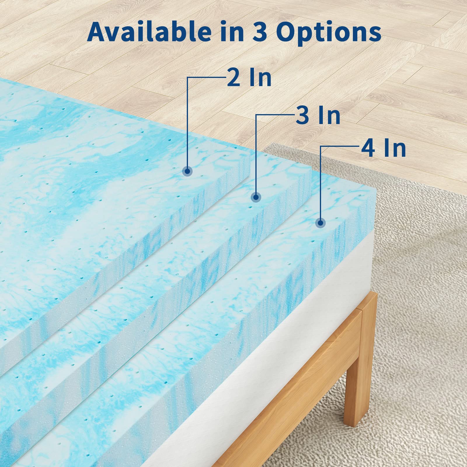 3 Inch Gel Memory Foam Mattress Topper Twin Size, CertiPUR-US Certified