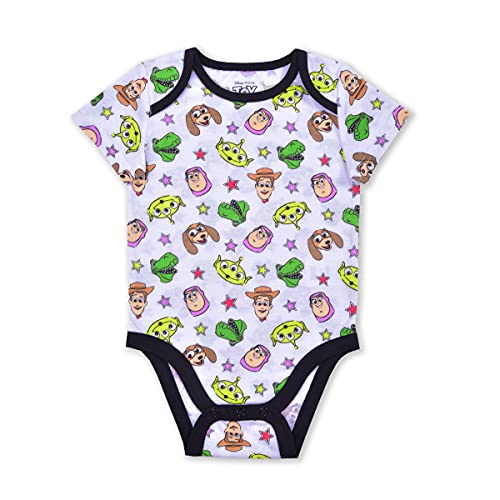 Disney Toy Story Boys 5 Pack Short Sleeve Bodysuit for Newborn and Infant – Blue/Grey/White