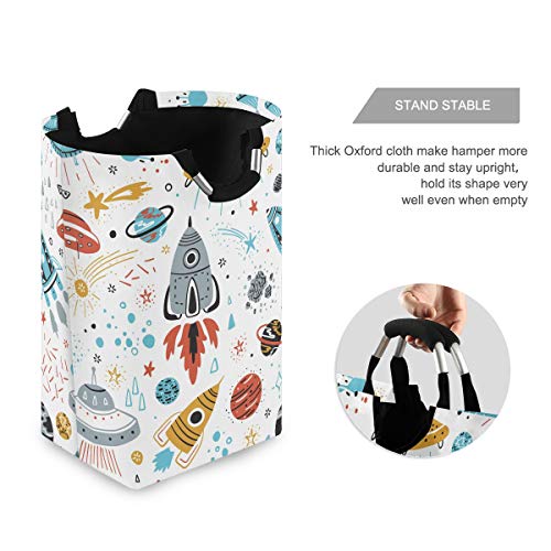 Blueangle Cartoon Rockets Laundry Basket Clothes Hamper Collapsible Durable Dirty Clothes Large Storage Laundry Organizer