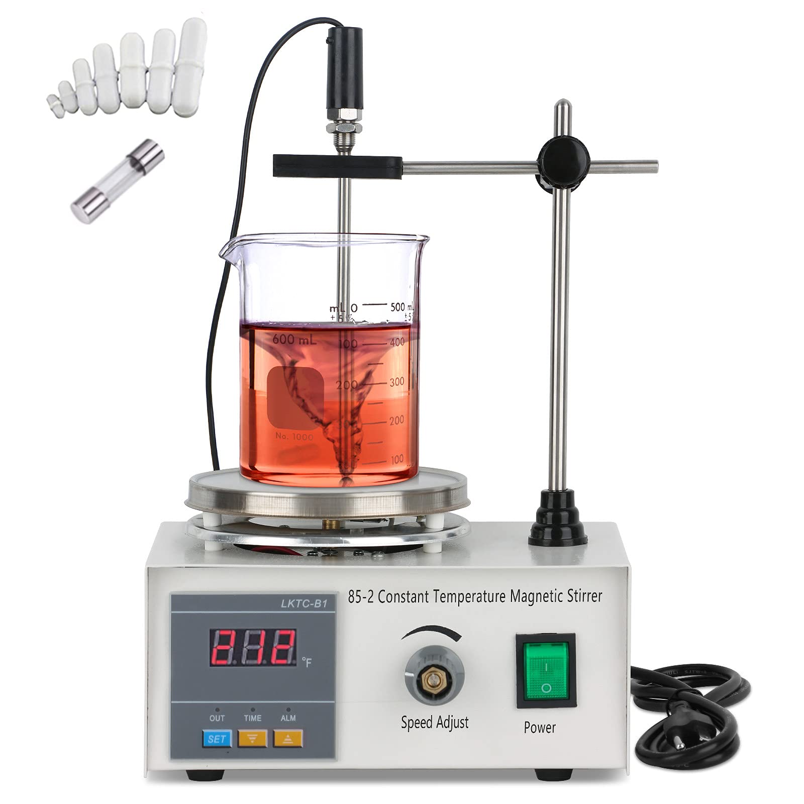 Magnetic Stirrer, Hot Plate with Digital Temperature Display & Speed Adjusting, Magnetic Mixer with 7 Pcs Stirrer Stir Bars Mixed, Home Lab Stirrer, 1000ML