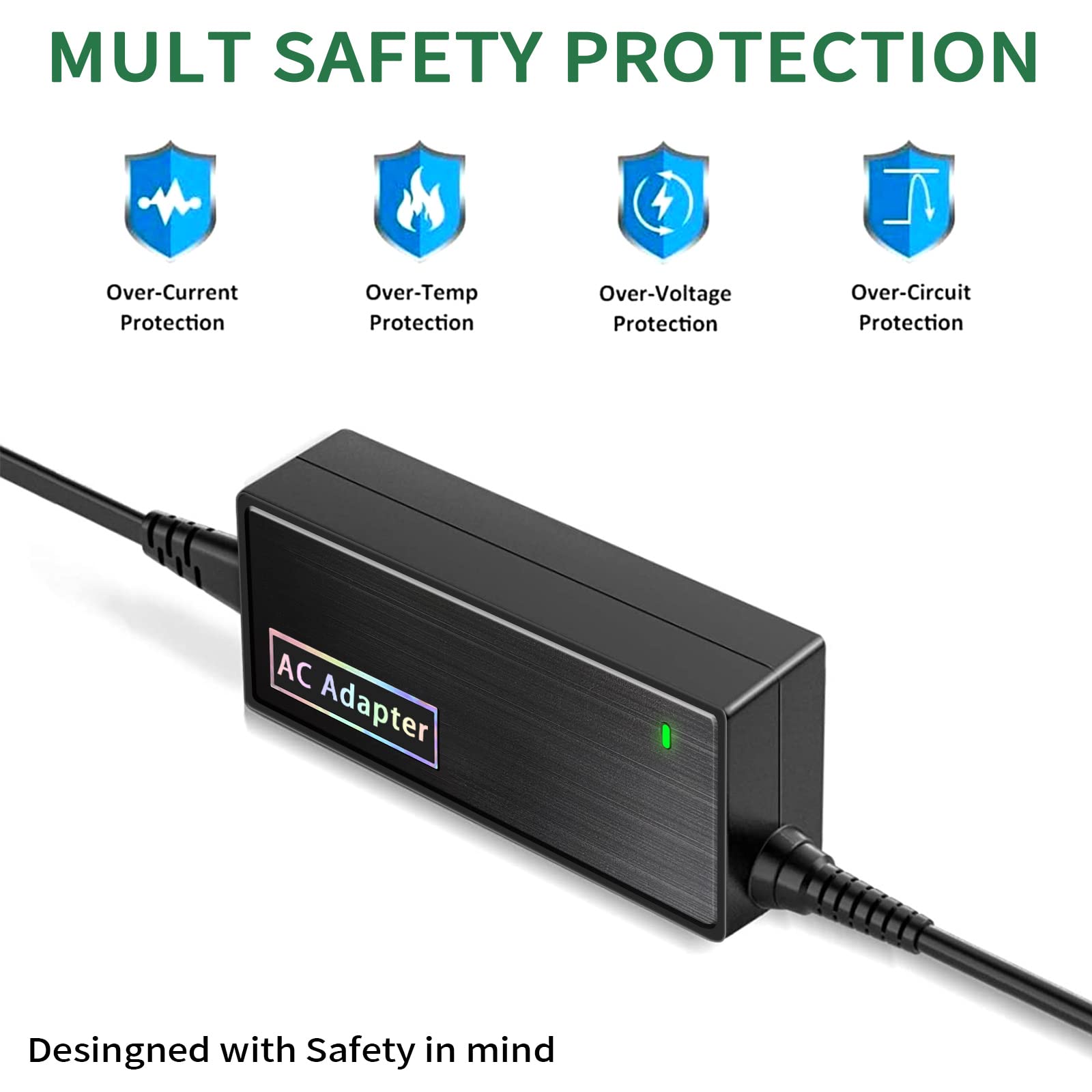 12V 5A Power Supply Adapter with 8-Way Power Splitter Cable, 100~240V AC to DC 12 Volt 5A 4A 3A 2.0A 1A Converter for Security Camera CCTV DVR Surveillance System