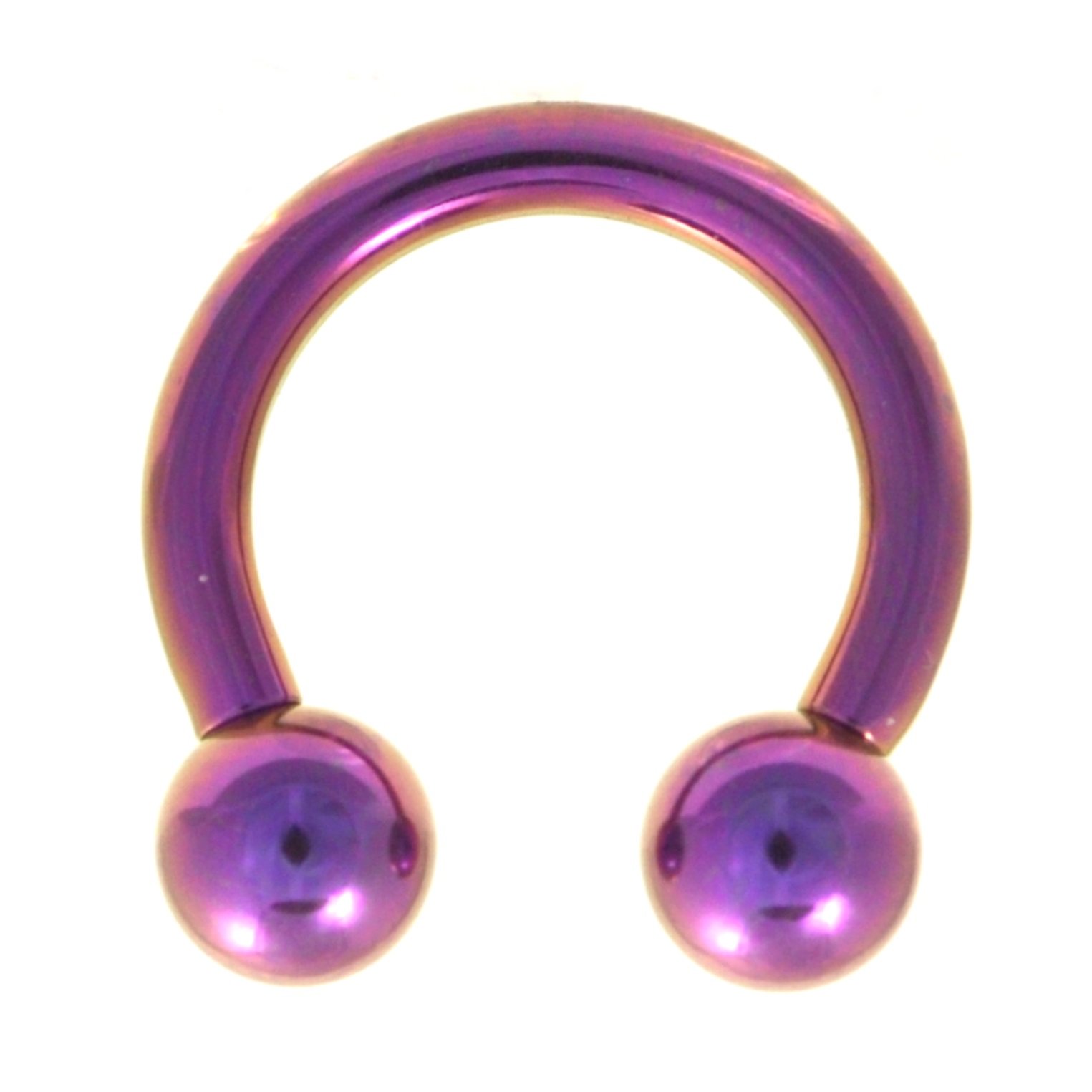 10G(2.5mm) Purple Titanium IP Steel Circular Barbells Horseshoe Rings w/Ball Ends (Sold in Pairs)