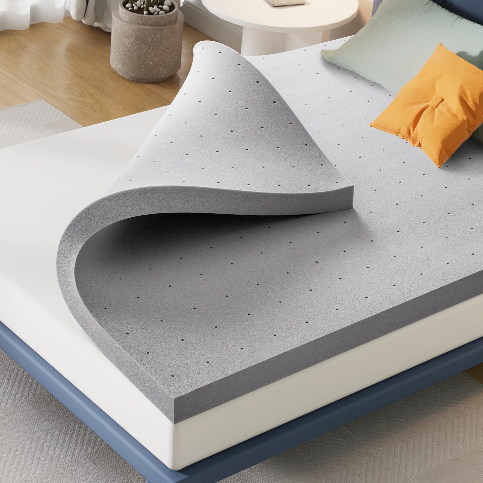 3 Inch Mattress Topper Queen,Gel Memory Foam Mattress Topper Bed Topper for Soft & Cooling Sleep and Pressure Relieve, for Side Sleeper, CertiPUR-US Certified,Bed Ventilated Design with Bed Topper