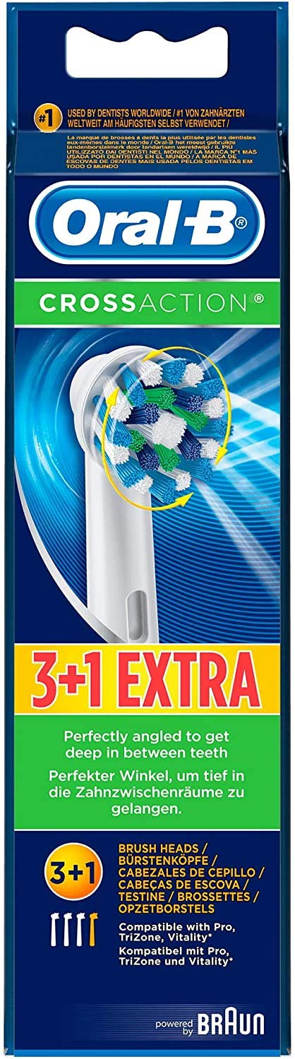 Braun Oral-B Crossaction 3-in-1 Toothbrush Heads by Oral-B | Packing may be vary (8 Count)
