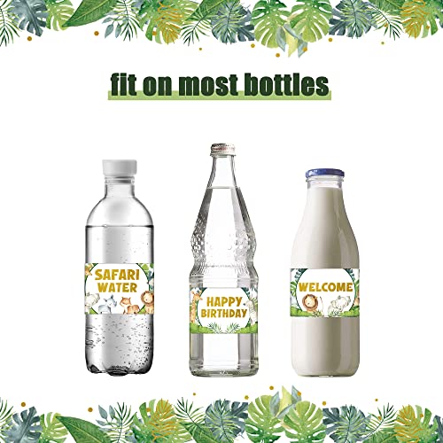 45 Safari Birthday Water Bottle Labels, Wild One Baby Decorations, Jungle Animal Themed Two Three Birthday Waterproof Drinking Bottle Cup Sticker Wraps(8.85 * 2'')