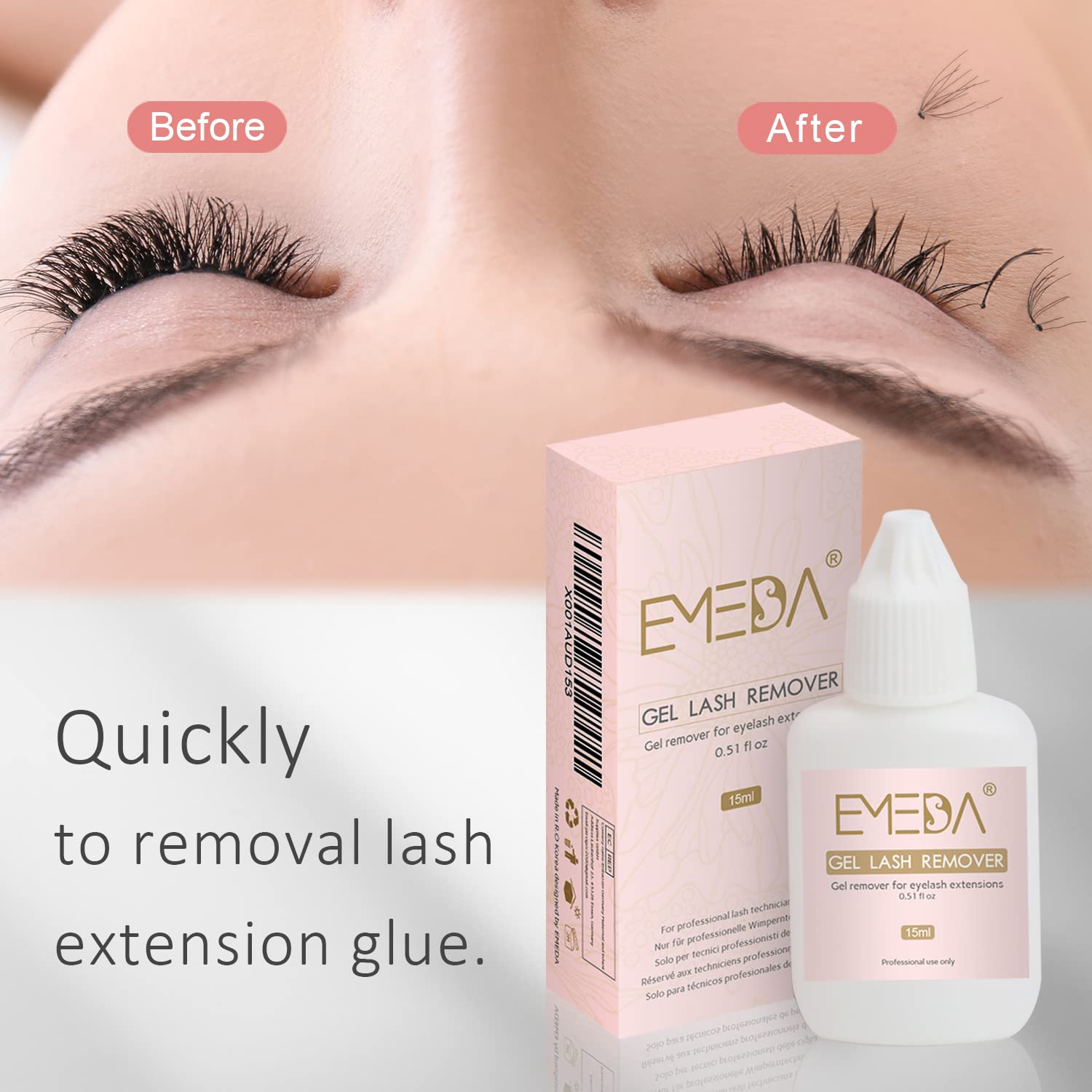EMEDA Eyelash Extension Remover Gel Not for Clusters Glue 15ml Quickly Dissolves Powerful Lash Extension Glue Professional Removal for Lash Extensions Adhesive (15ml)