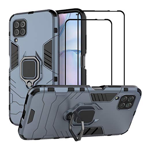 EasyLifeGo for Huawei P40 lite/Huawei Nova 7i Kickstand Case with Tempered Glass Screen Protector [2 Pieces], Hybrid Heavy Duty Armor Dual Layer Anti-Scratch Case Cover, Blue