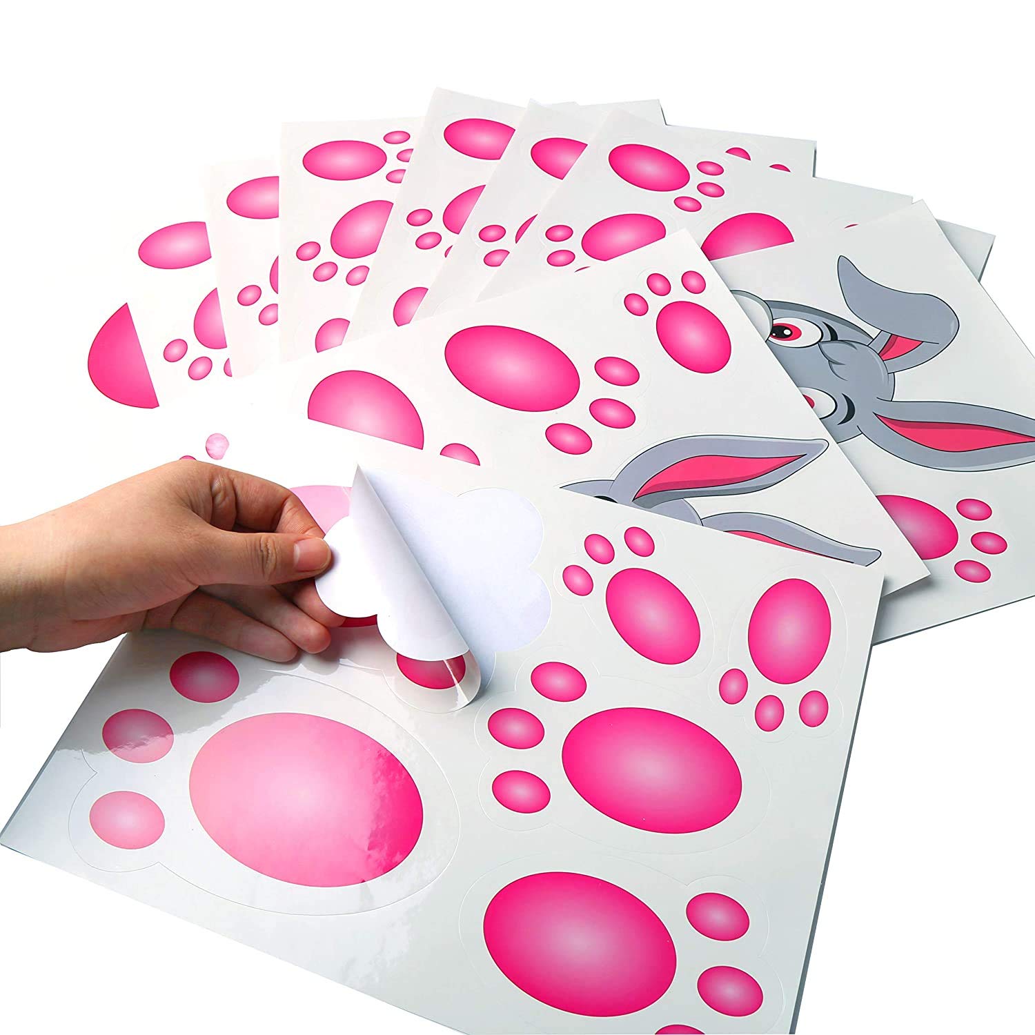 CCINEE 60 Pieces Easter Bunny Footprint Stickers for Floor Decorations Bunny Paw Print for Home Party Egg Hunt Game Supplies 12 Sheet
