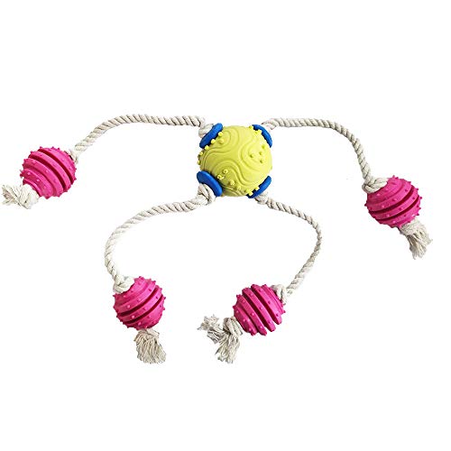 BOAVIDA Dog Chew Toy for Puppy Teething Balls Rope Dog Toys for Small Dogs Pink
