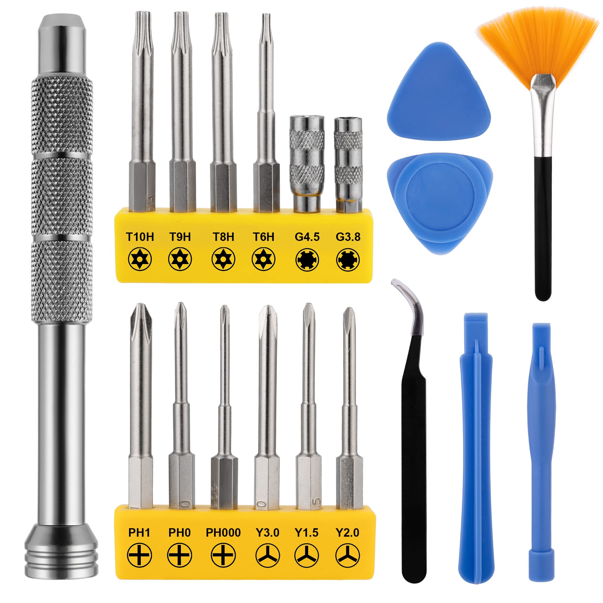 19 in 1 T8/T6 Screwdriver Set for Xbox One/for PS5/for PS4/Switch/for DS/for Wii/for GBA Controller and Console, Tri-Wing & Phillips & Torx Security Screwdriver Repair Tools Kit