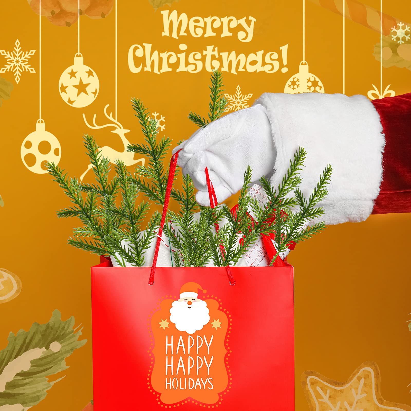 120 Pcs Christmas Artificial Pine Needles Branches 6.7 x 1.6 Inches Fake Pine Branches Greenery Garland Christmas Tree Branches Green Leaves Needle for DIY Crafts Christmas Wreaths Home Garden Decor