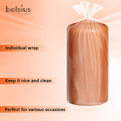 BOLSIUS 4 Orange Pillar Candles - 3x6 Inches - Individually Wrapped - Premium European Quality - 65 Burn Hours - Dripless & Smokeless Smooth Flame - Unscented Dinner, Wedding, Party, & Décor Candles