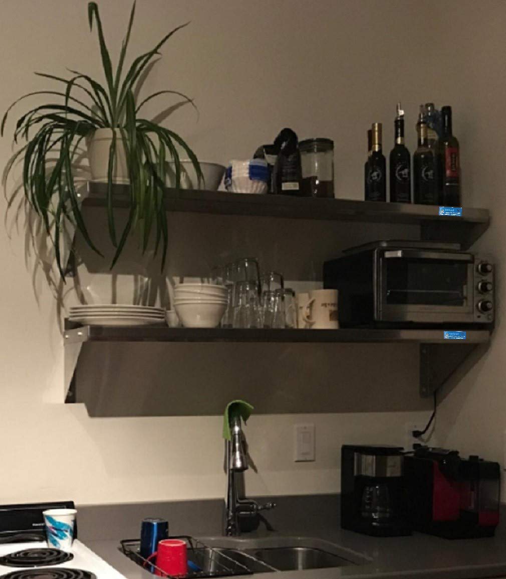 AmGood 14" Width x 60" Length | Stainless Steel Wall Shelf | Square Edge | Metal Shelving | Heavy Duty | Commercial Grade | Wall Mount | NSF Certified