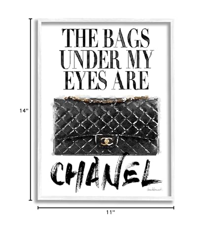 Stupell Industries Glam Eyes Black Bag, Design by Amanda Greenwood White Framed Wall Art, 11 x 14