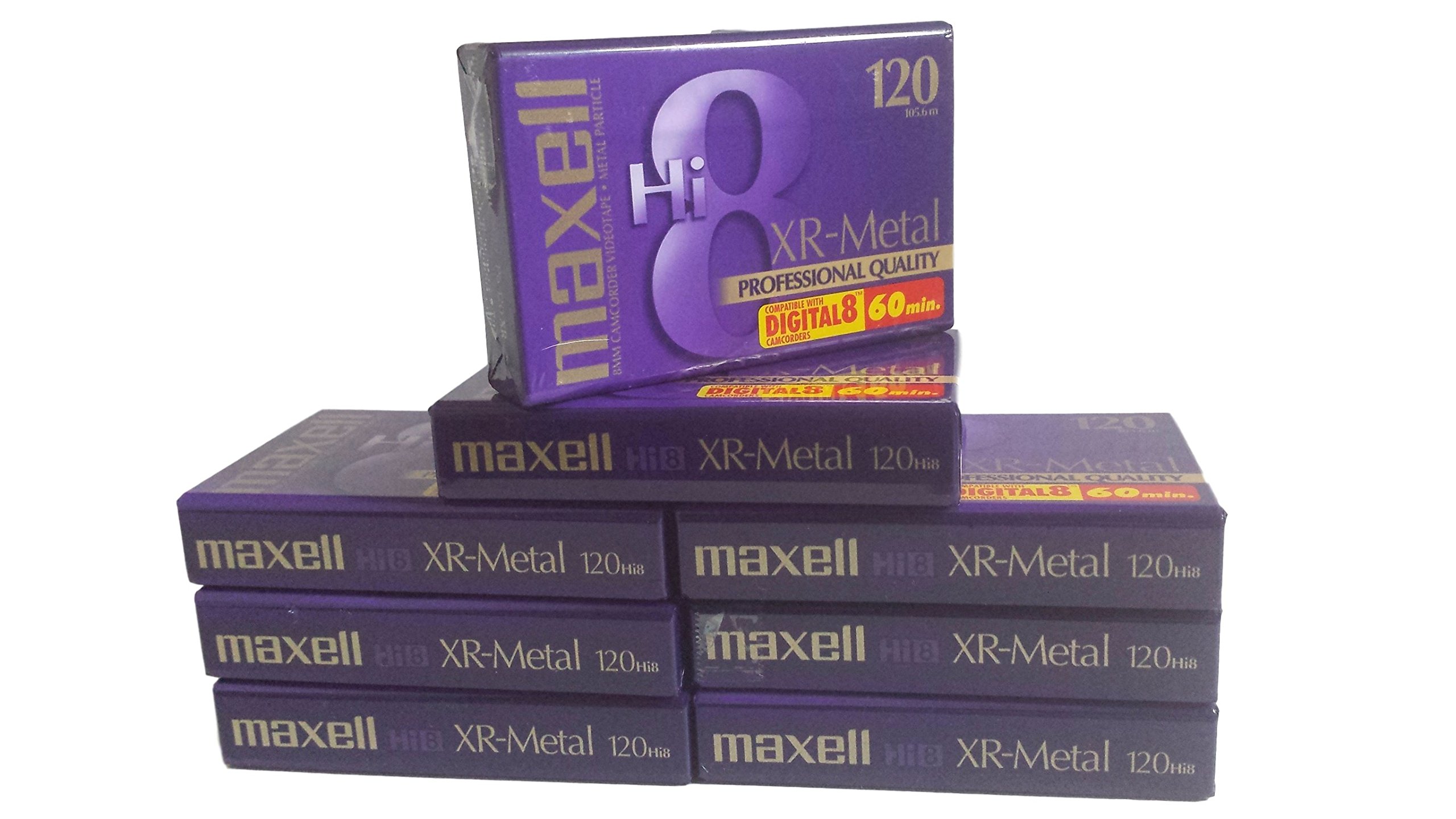 8 PACK MAXELL XR-METAL 120 PROFESSIONAL 8MM Hi8 60 min. TAPES