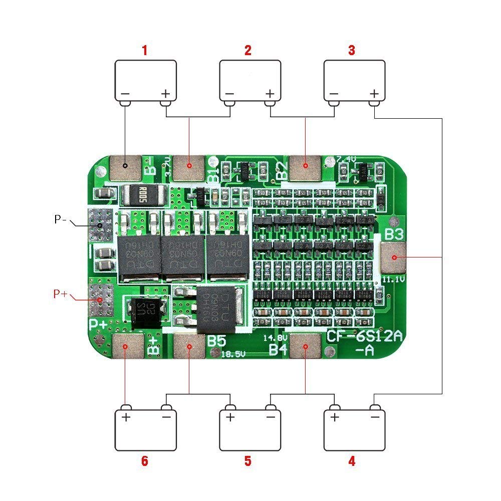 ACEIRMC 2pcs 6S 15A 24V Battery Protection Board for Li-ion Lithium 18650 Battery BMS Packs PCB Protection Board Integrated Circuits