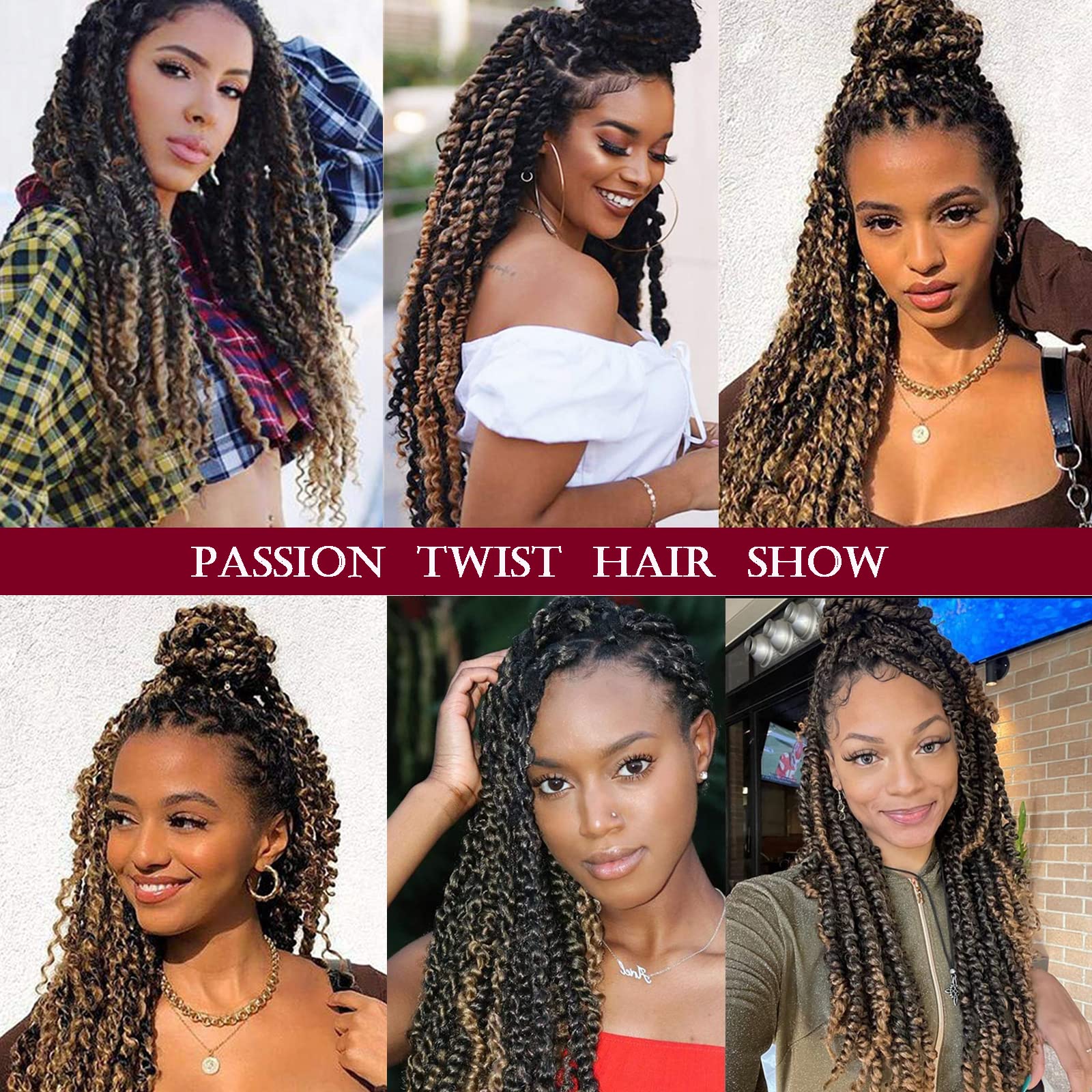 8 Packs 18 Inch Passion Twist Crochet Hair For Black Women Water Wave Crochet Braiding Hair Extensions (1B/27)