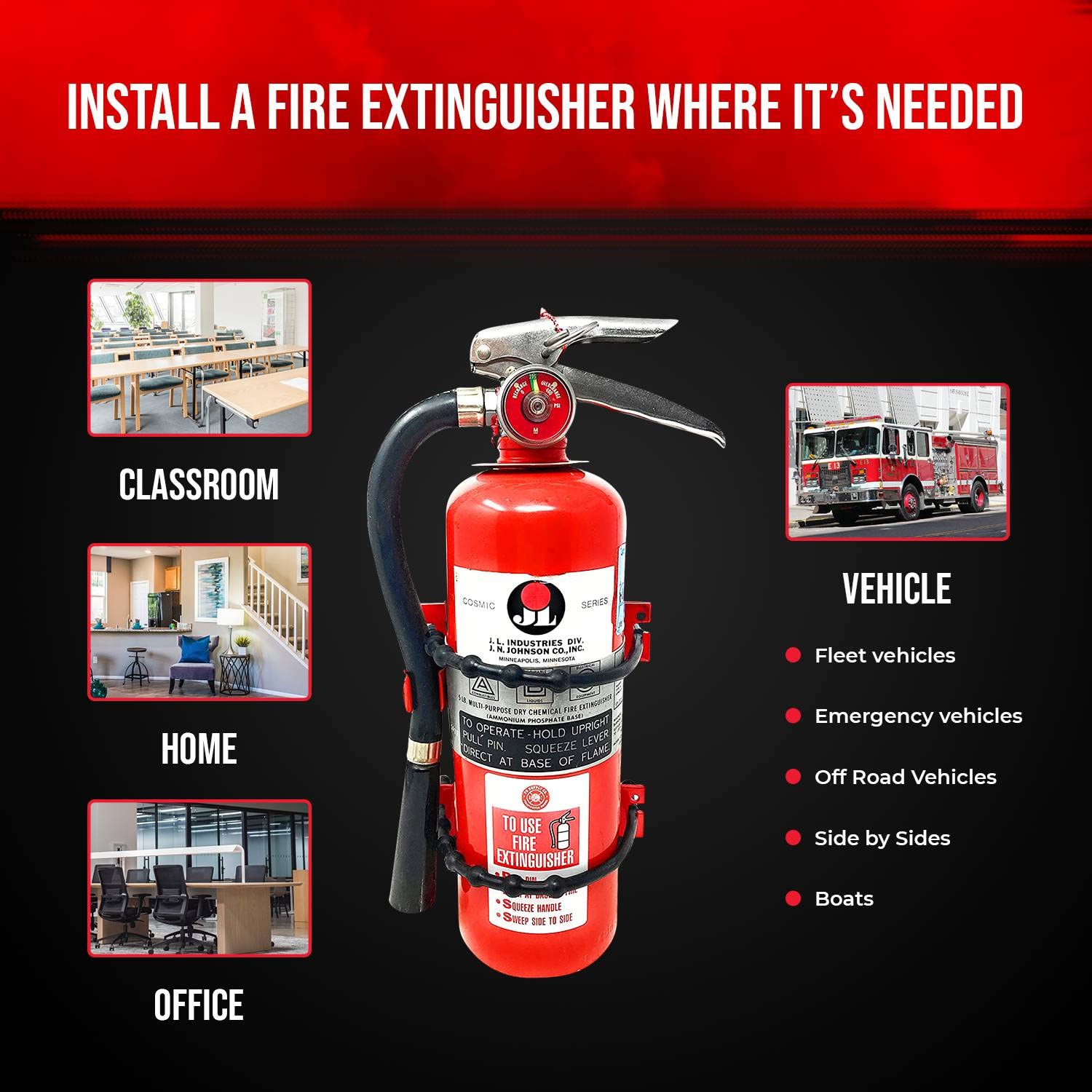 Fire Extinguisher Mounting Bracket Heavy Duty Wall Mount Bracket for 2.5 lb & 5 lb Fire Extinguishers - Mount in Your Car, Boat, or Off-Road Vehicle - Fits Most Popular Brands (Pack of 1)