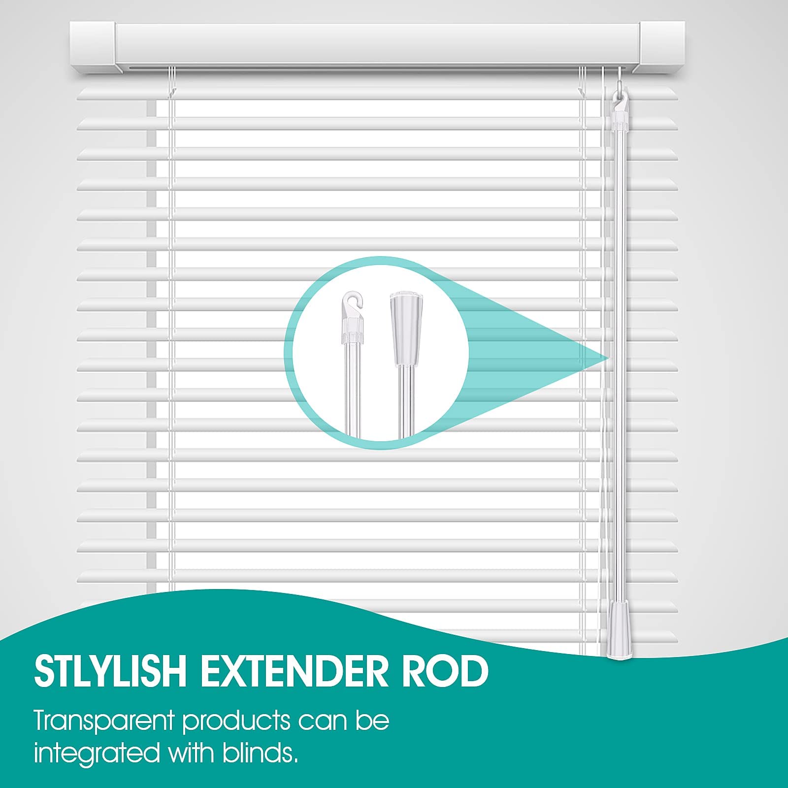 12 Inches Blind Wand Vertical Blinds Replacement Parts Blind Stick Tilt Rod with Hooks and Grips Clear Plastic Blind Opener Long Window Rod for Vertical & Wood & Cordless Blinds(2 Sets)