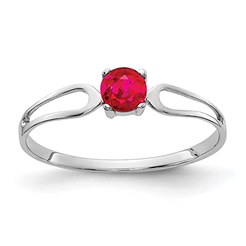 14k White Gold 4mm Natural Ruby Ring Size 4 GLD-AZ-X9673R
