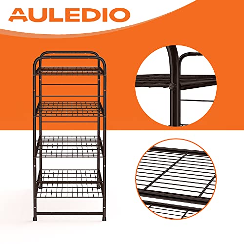 AULEDIO 4-Tier Shoe Rack,Stackable and Adjustable Multi-Function Wire Grid Shoe Organizer Storage,Extra Large Capacity, Space Saving, Fits Boots, high Heels, Slippers and More(Bronze)