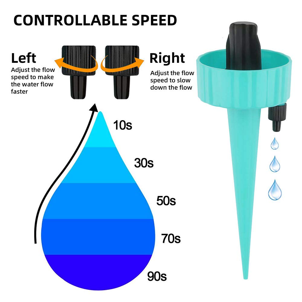 ENIVING 12PCS Automatic Watering Device, Plant Self Watering Spikes With Slow Release Control Valve Switch Plant System Adjustable Water Volume Drip System for Vegetable Gardens, Lawn,Flower Beds
