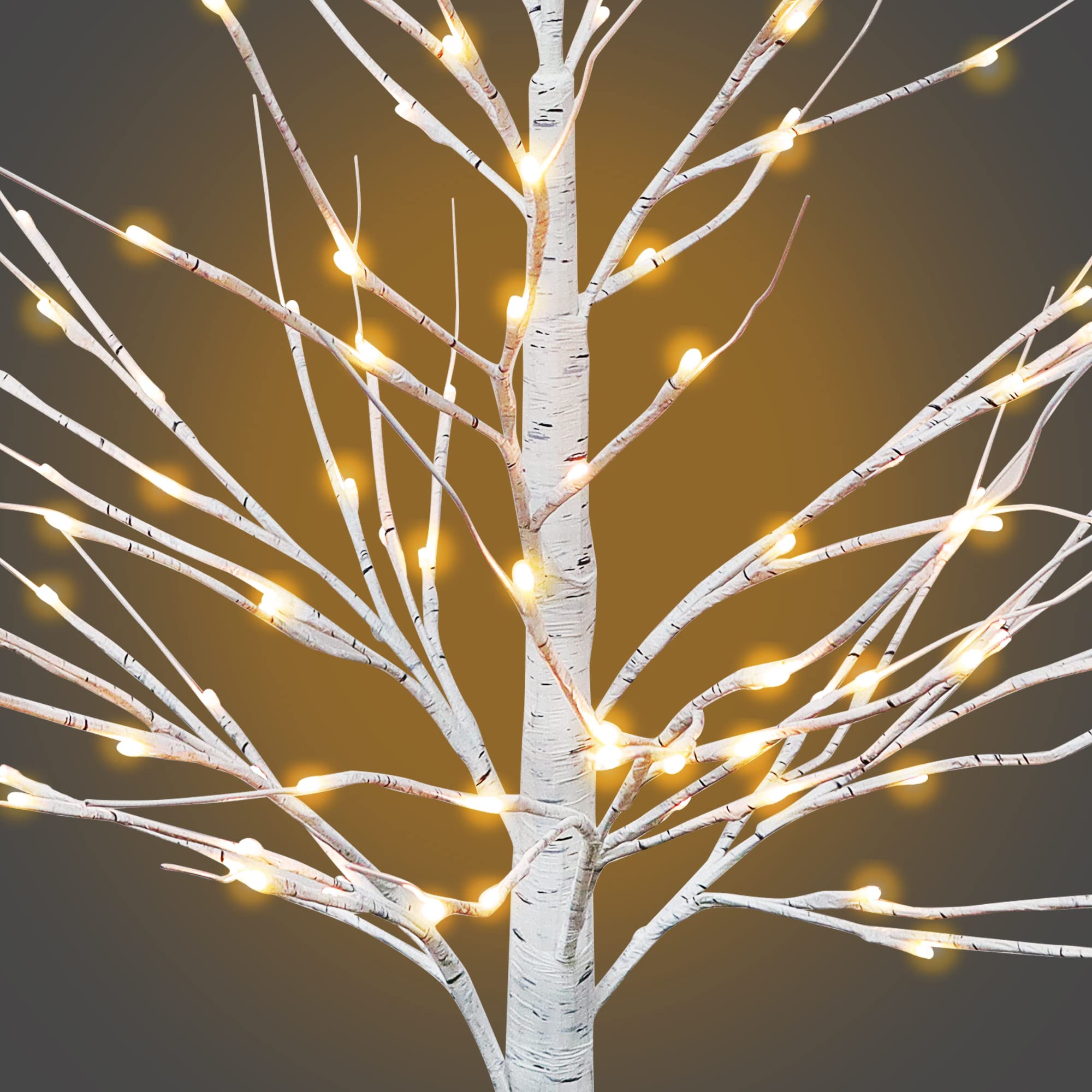 128 Led Easter Birch Tree 6 FT Lighted Twigs LED 8 Lighting Modes Artificial Branches Tree for Home Garden Party Wedding Christmas Decoration (Warm White)