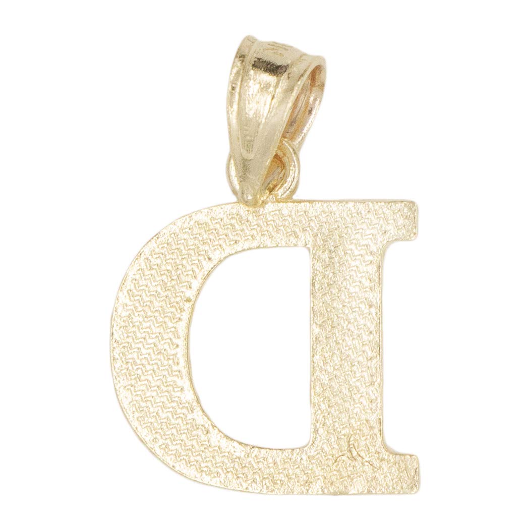10k Real Solid Gold Two Tone Initial Pendant with Diamond Cut Finish, Available in Different Letters Personalized Letter Jewelry Gifts for Her (D)