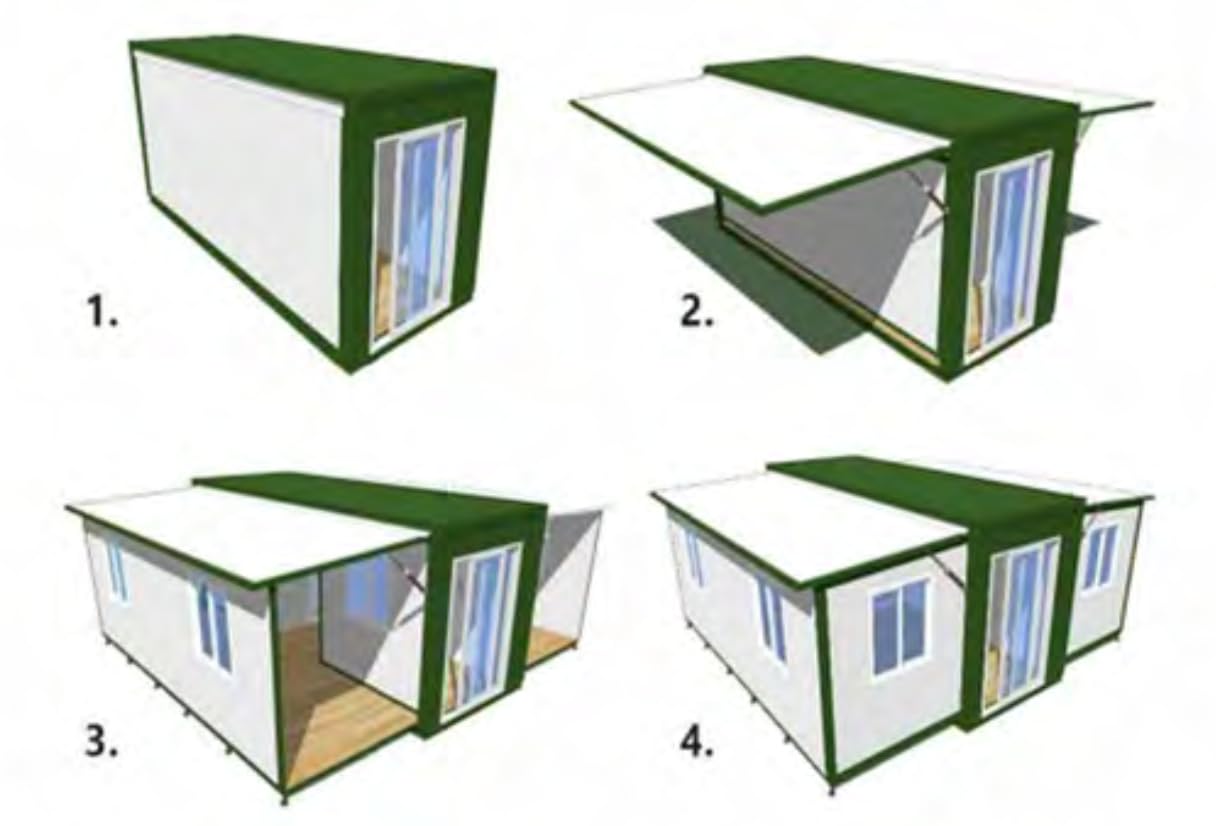 20 ft Portable, Foldable, Prefab Tiny House & Affordable Mobile Home Perfect for Hotels, Offices, Shops, Villas & Warehouses. Includes Restroom and Wet-Dry Bathroom Saperation (Customisable).