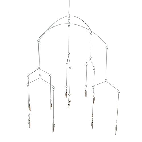 Yeyo Floating Hanging Clip Photo Display Mobile Decor, Metal Vertical Photo Hanging Display Clips Fan for Hanging Pictures Notes Memo Artworks Collage Kids Bedroom Decor (Style 1), Silver ,(PD-01)