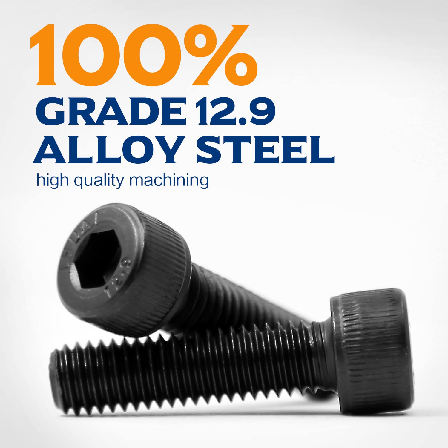 M8-1.25 x 25mm Socket Head Cap Screws, 12.9 Grade Alloy Steel, Allen Socket Drive, Black Oxide Finish, Full Thread, Quantity 20