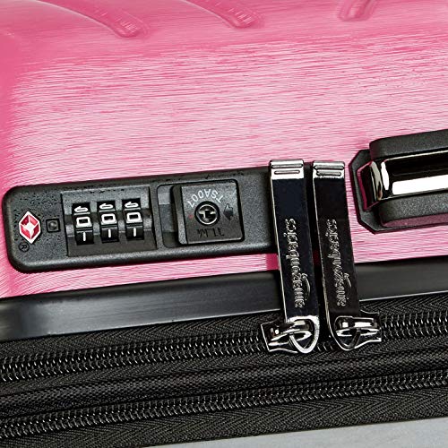 Amazon Basics Geometric Travel Luggage Expandable Suitcase Spinner with Wheels and Built-In TSA Lock, 21.7-Inch - Pink