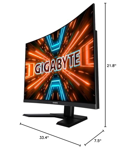 GIGABYTE G32QC A (32" 165Hz 1440P Curved Gaming Monitor, 2560 x 1440 VA 1500R , 1ms (MPRT) Response Time, 93% DCI-P3, VESA Display HDR400, FreeSync Premium Pro