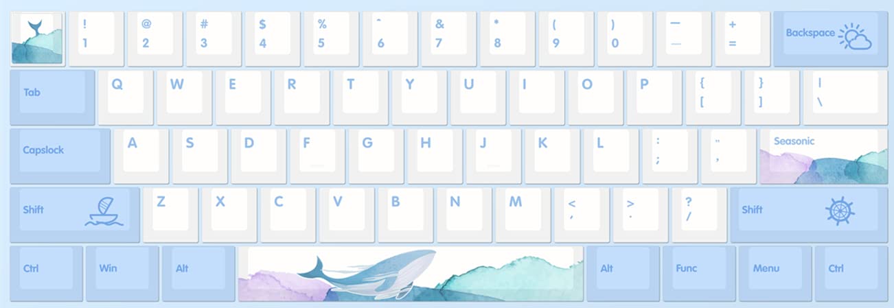 FKZ CXTECH X61 Sea Blue Theme Mechanical Keyboard,Outemu Hot Swap Switch Cherry Profile PBT Custom Keycaps,Mini 61 Keys Type-C Wired Keyboard,White Backlit 60% Gaming Keyboard (Red Switch)