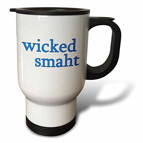 3dRose Wicked Smaht Blue Travel Mug, 14 oz, White