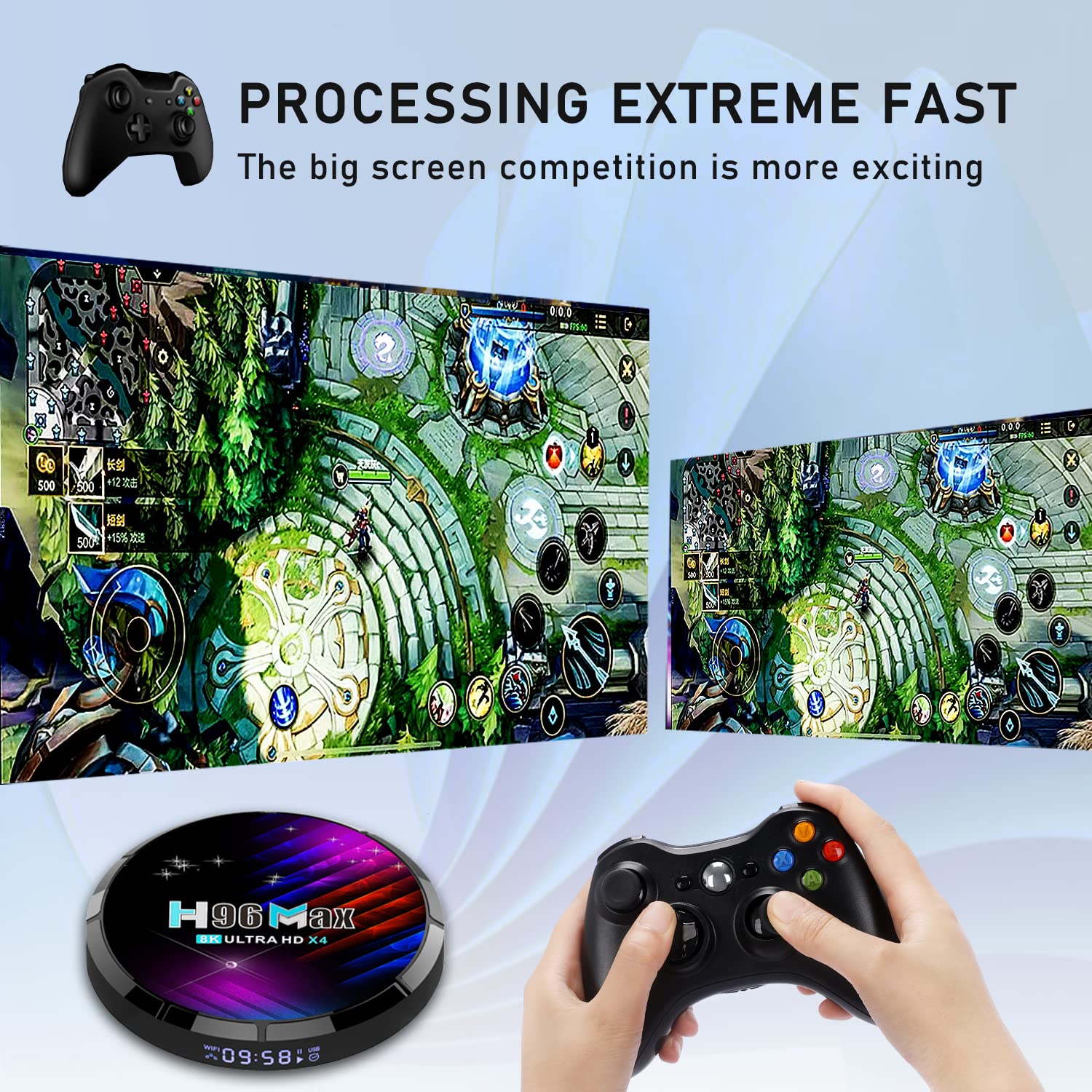 Android 11 TV Box H96 Max X4 Android TV Box 11.0 Amlogic S905X4 Quad Core 64 Bits 4GB RAM 64GB ROM with 100M LAN Dual-WiFi 2.4G/5G AV1 8K/6K/4K 3D USB 3.0 BT 4.1