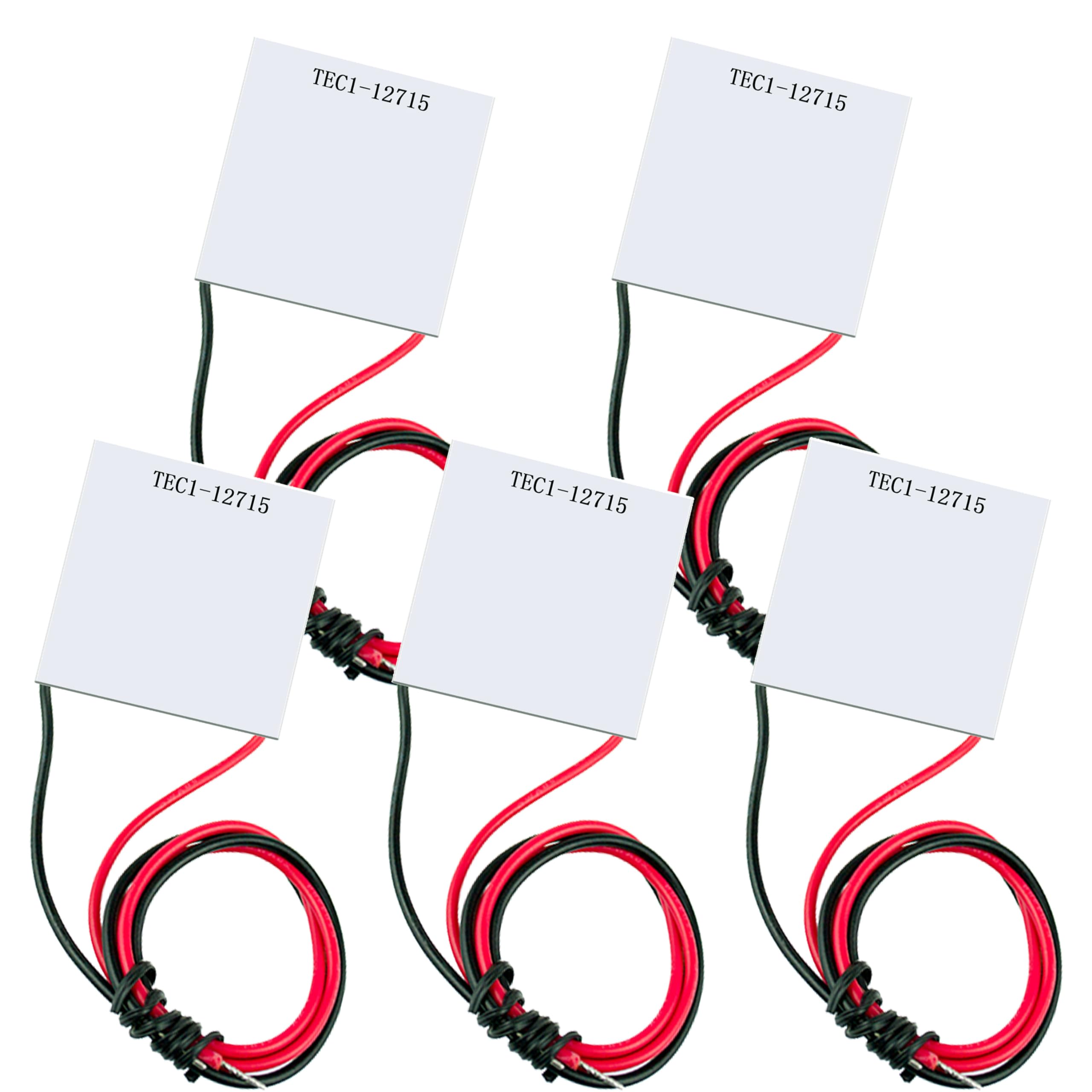 5PCS TEC1-12715 12V 15A 68-140℉40MMX40MM Heatsink Thermoelectric Cooler Cooling Peltier Plate Module Suitable for Large Refrigeration Equipment Such As Refrigeration Boxes and Refrigeration Cabinets