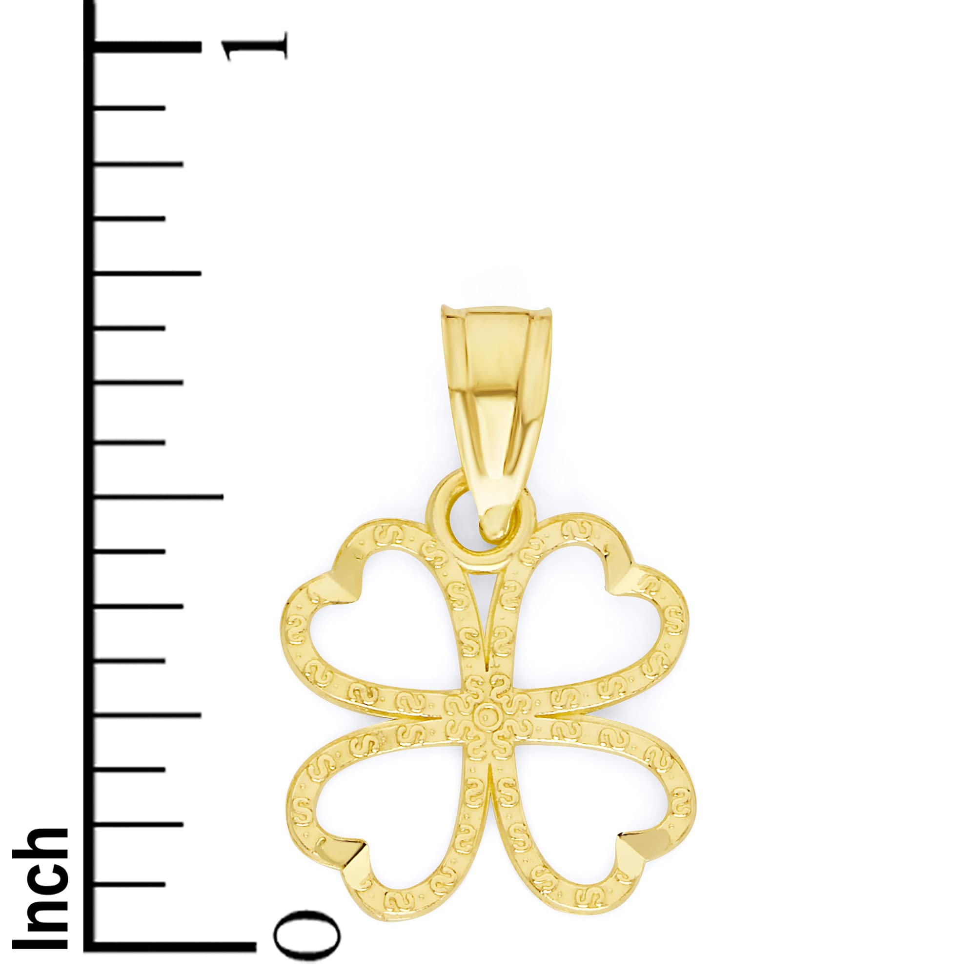 10k Solid Real Gold Four Leaf Clover Pendant, Good Luck Charm Irish Jewelry Gifts