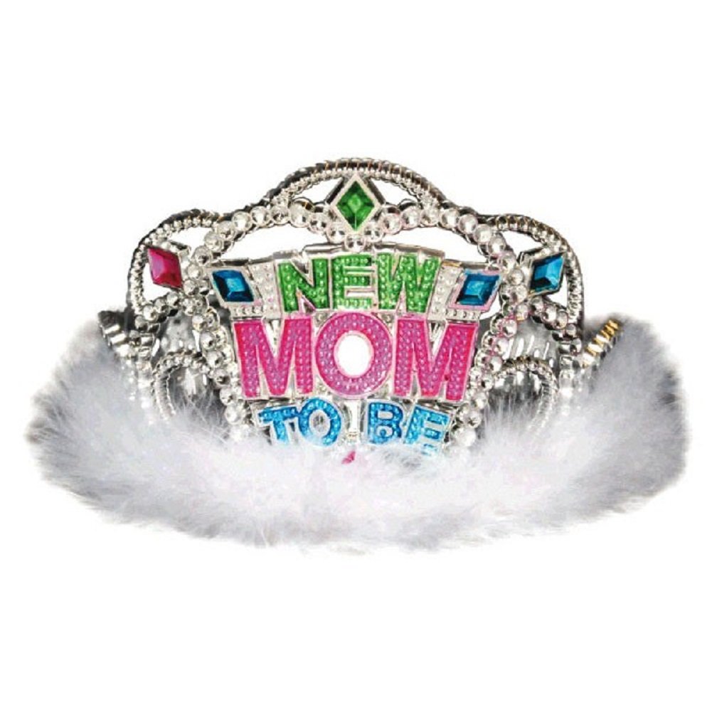Amscan Delightful New Mom to Be Tiara Baby Shower Party Novelty Favors, 3-1/2 x 4-1/2", Silver/White