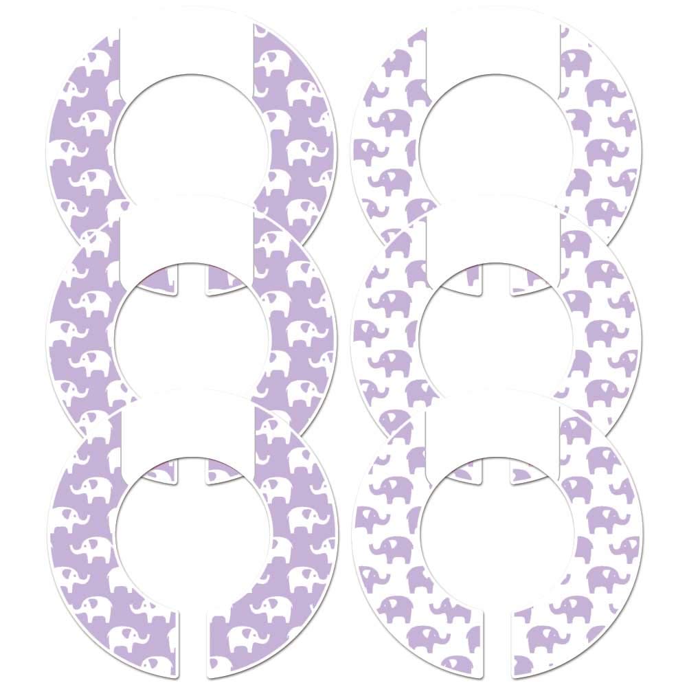 6 Baby Girl Nursery Clothing Closet Size Organizer Dividers Elephant Fits 1.5" Rod (Lavender)
