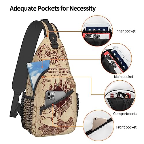 1itt1eHub Beige Sling Bag Sling Backpack Crossbody Chest Bag Daypack for Hiking Travel Women and Men