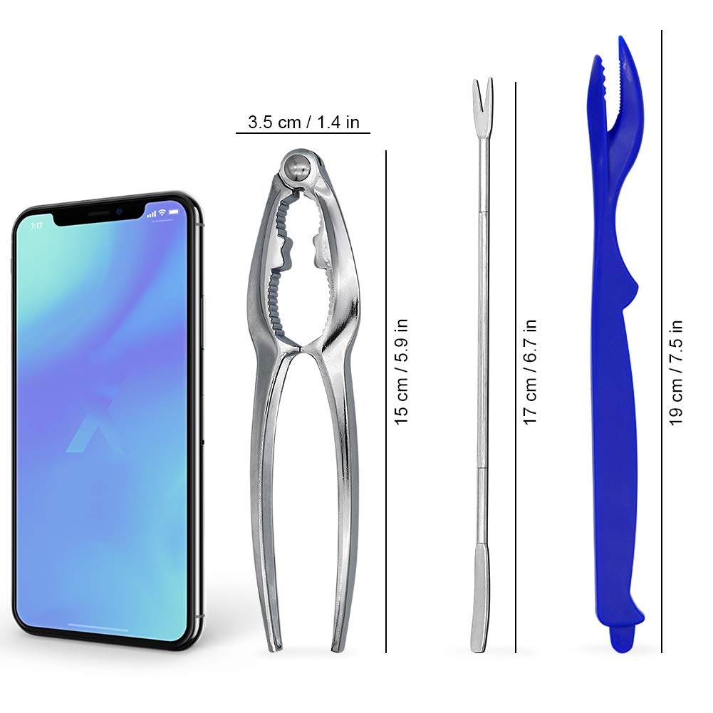 14 Pcs Seafood Tools Set, Angela&Alex Crab Feast Nutcracker Shrimp Deveiner Crab Pecan Leg Crackers Kits Opener Shellfish Kitchen Tableware Accessories (6 Forks + 2 Crab Crackers + 6 Lobster Shellers)