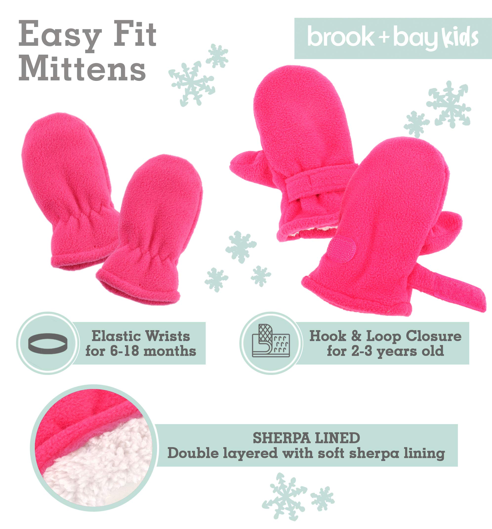 Brook + Bay Toddler Hat & Glove Set - Toddler Mittens & Winter Hat - Baby Fleece Hat for Infant Kids Set 6-18 months - Pink
