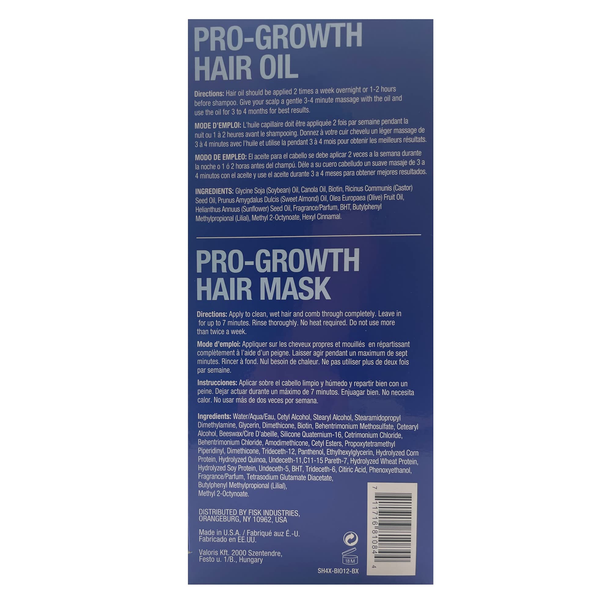 Difeel Biotin Pro-Growth 4-PC Hair Care Gift Set - Shampoo (12oz), Conditioner (12oz), Hair Oil (7oz), and Hair Mask (12oz)
