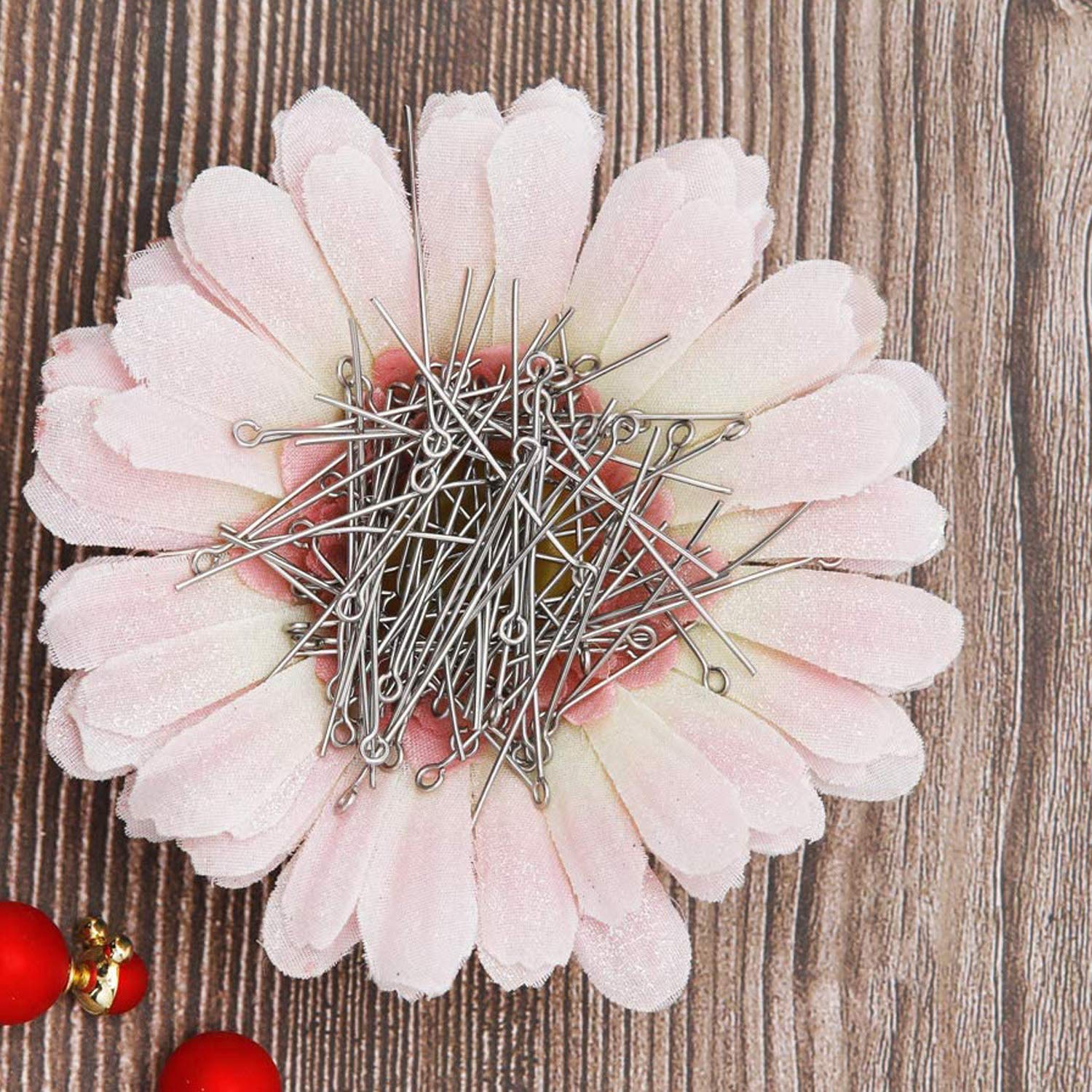 300 Pcs 1.6 Inch 304 Stainless Steel Open Eye Pins Headpins for Jewelry Necklace Making, (Silver)